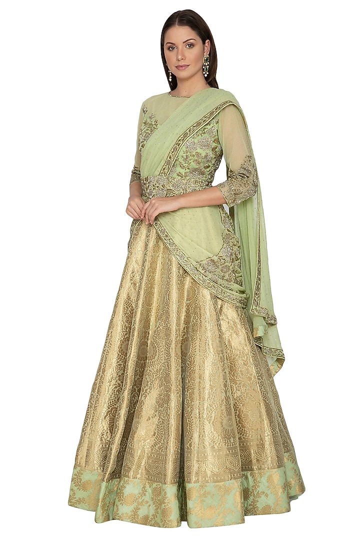 Green Embroidered Lehenga Set by Rabani & Rakha at Pernia's Pop Up Shop ...