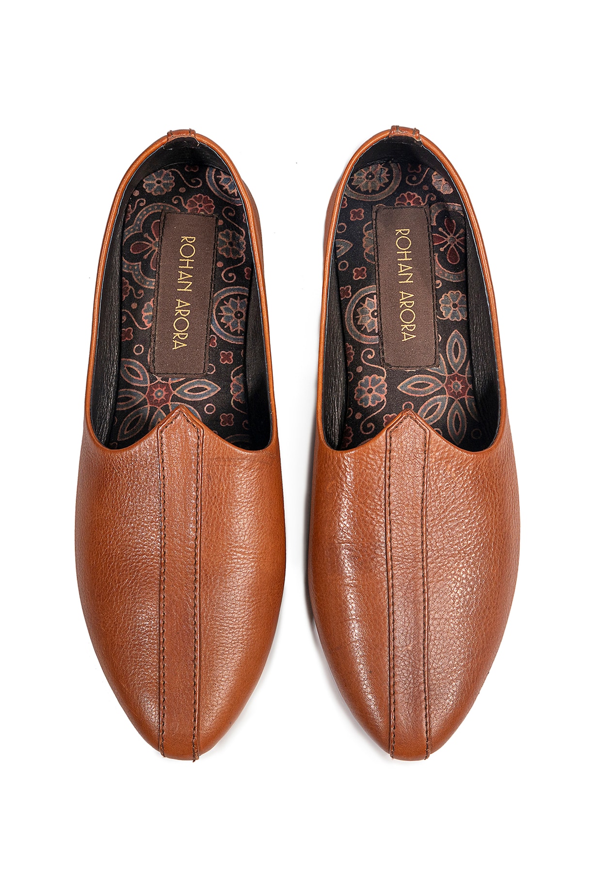 Buy ROHAN ARORA Tan Leather Mojris at Pernia'sPopUpShopMen 2024