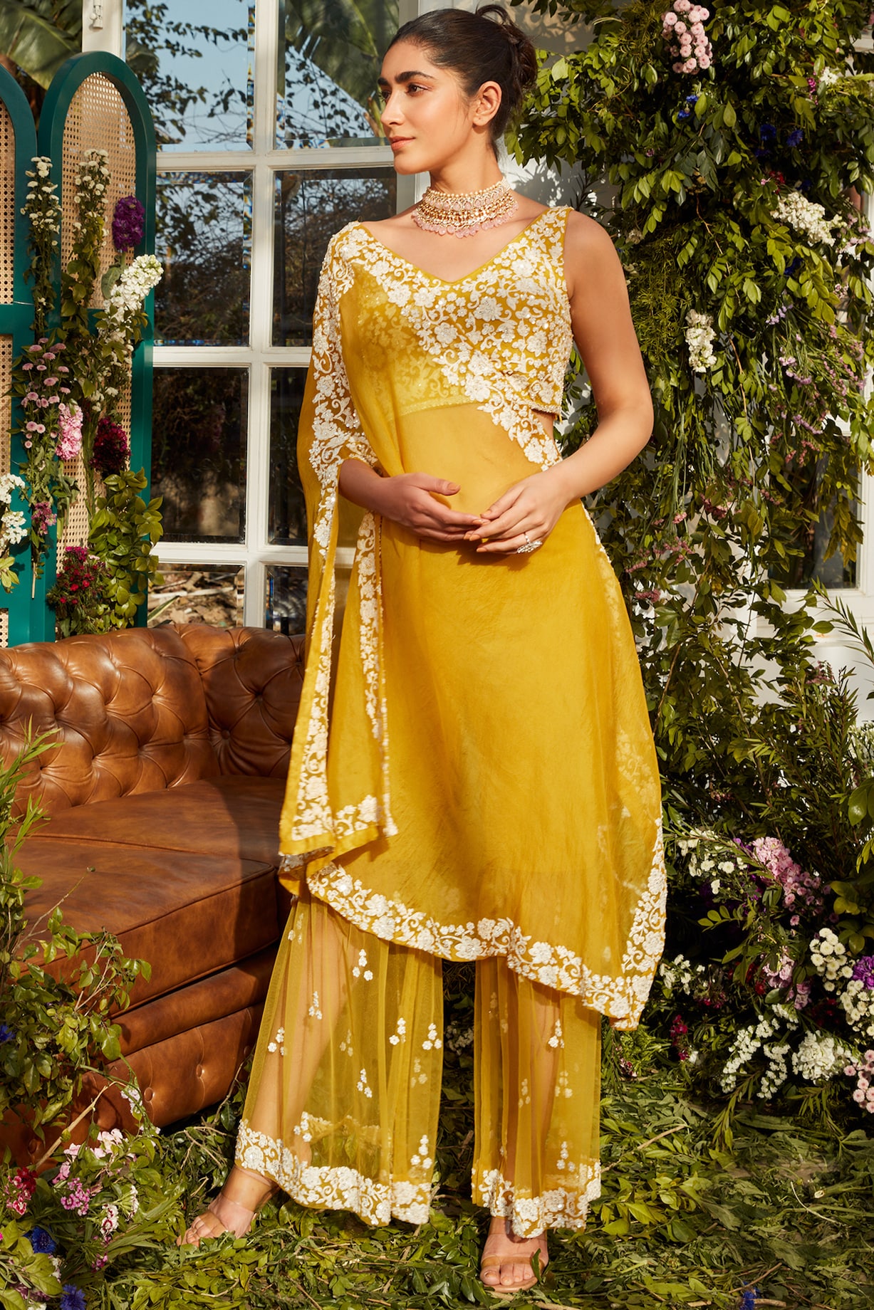 Mustard Organza Sharara Set by Rococo by raghvi at Pernia's Pop Up Shop 2025