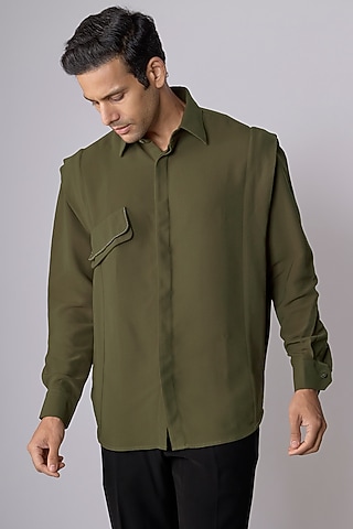 Brown Linen Satin Party Wear Shirt by Rohit Doshi at Pernia's Pop Up ...