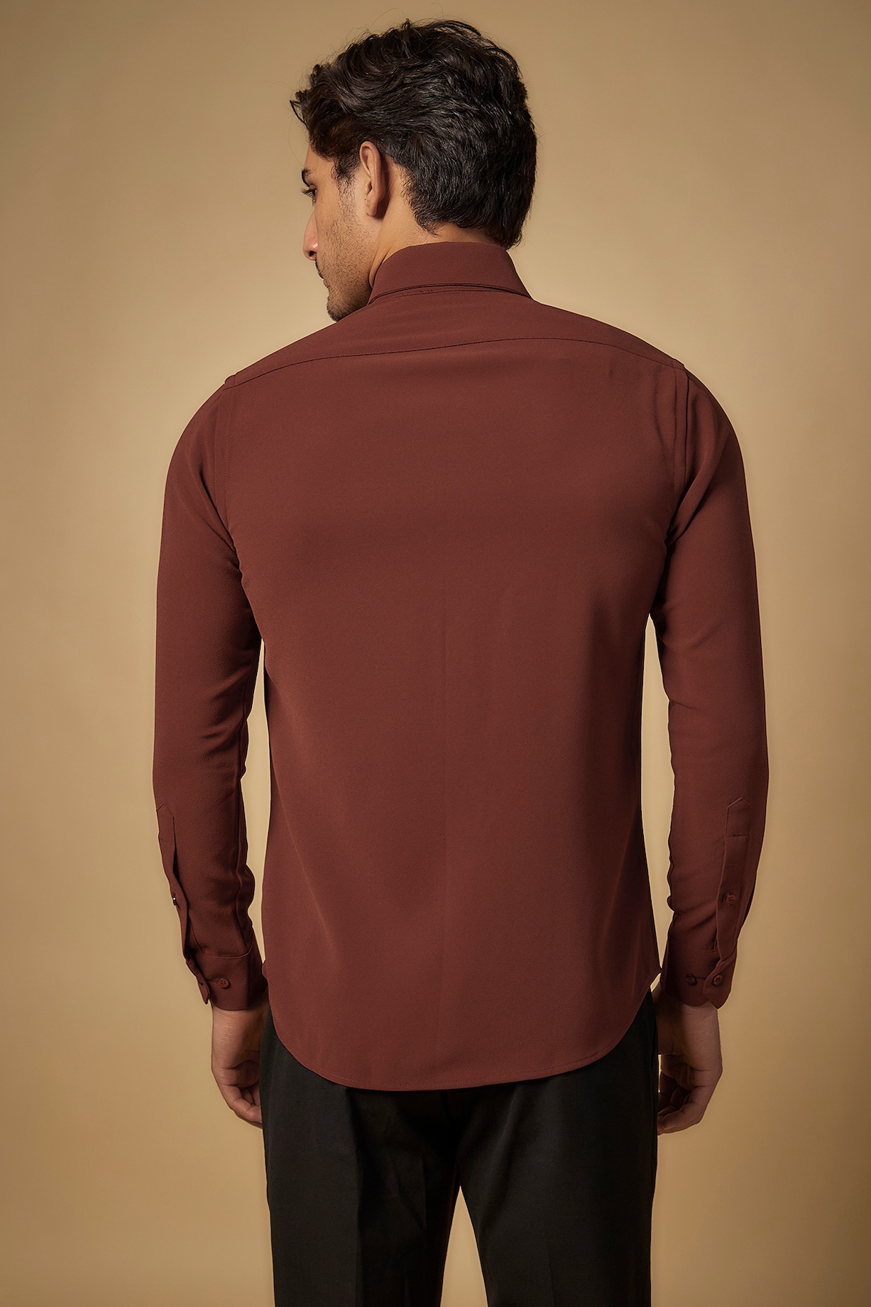 Dark Rust Lachka & Armani Fabric Party Wear Shirt by Rohit Doshi at ...