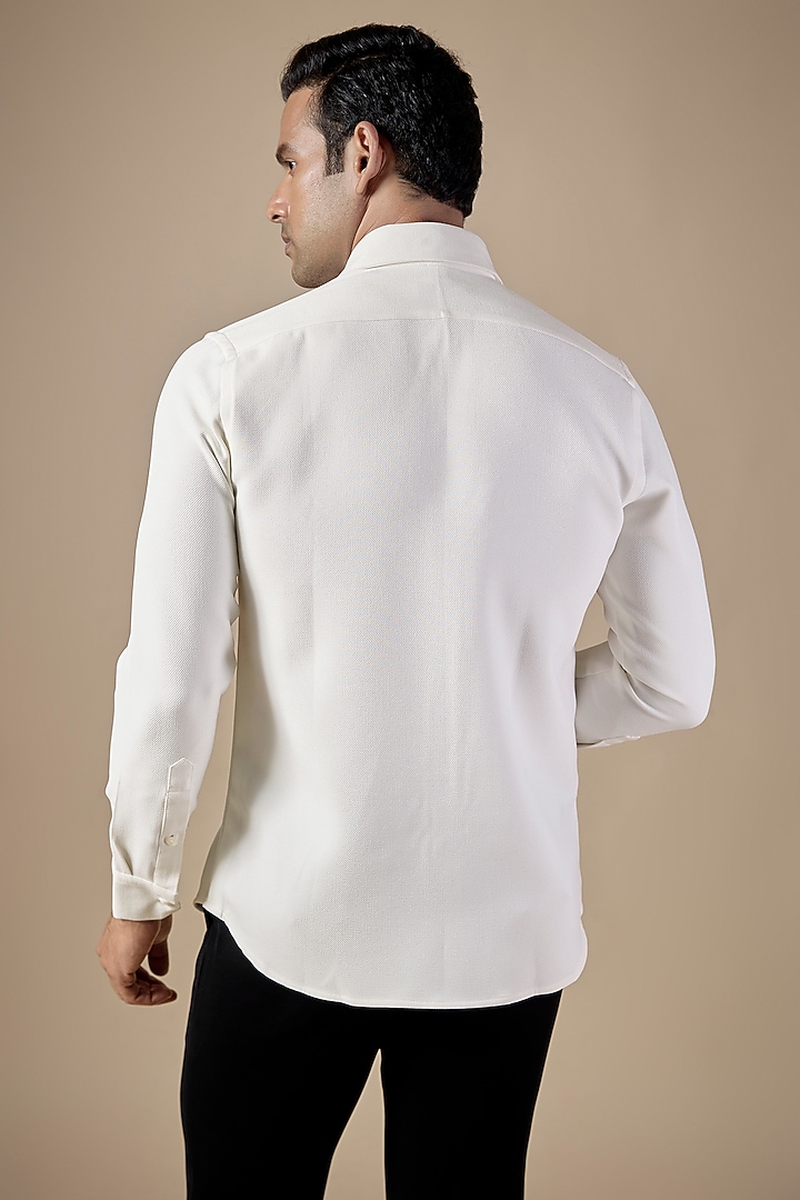 White Lachka & Armani Fabric Party Wear Shirt by Rohit Doshi at Pernia ...