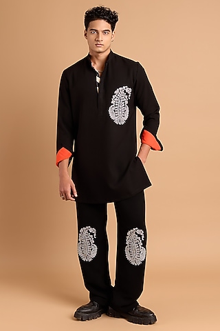 Matte Black Ninja Fabric Kurta Set by Rohit Doshi at Pernia's Pop Up ...