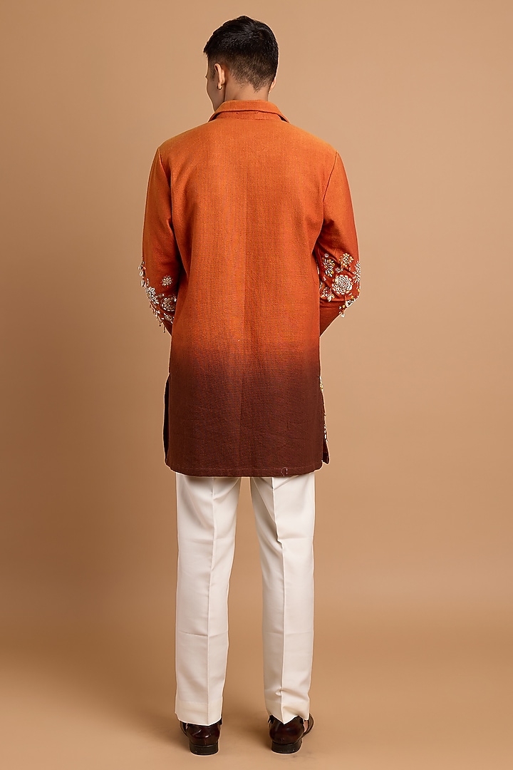 Rust-Brown Cotton Matka Floral Printed Kurta by Rohit Doshi at Pernia's ...
