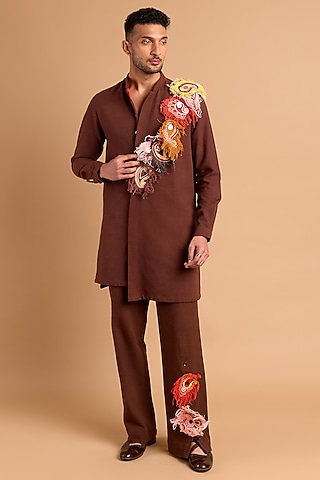 Brown Cotton Matka Pants by Rohit Doshi at Pernia's Pop Up Shop 2025