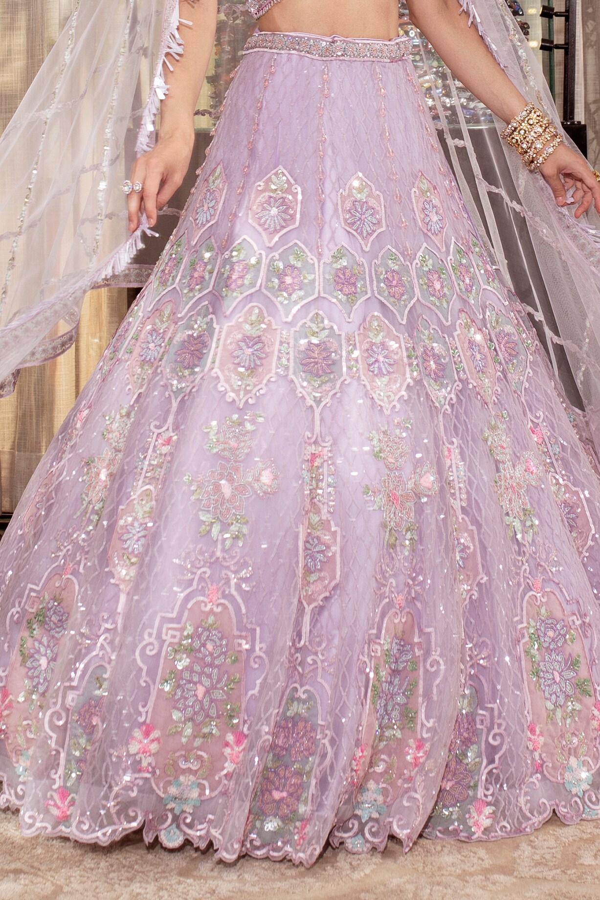 Lilac Embroidered Bridal Lehenga Set by ROQA at Pernia's Pop Up Shop 2026
