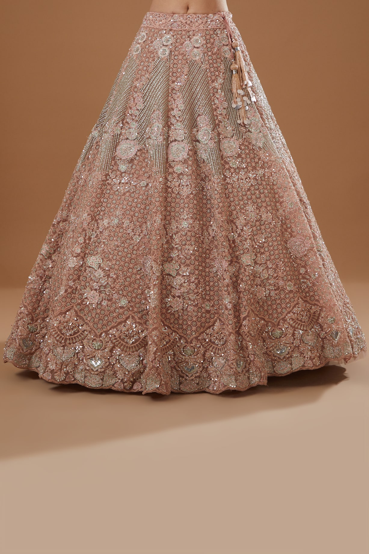 Dusty Rose Pink Embroidered Wedding Lehenga Set by ROQA at Pernia's Pop ...