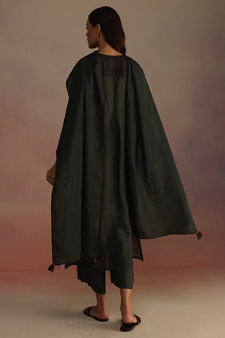 Green Habutai Silk Stole by Roza Pret at Pernia's Pop Up Shop 2026