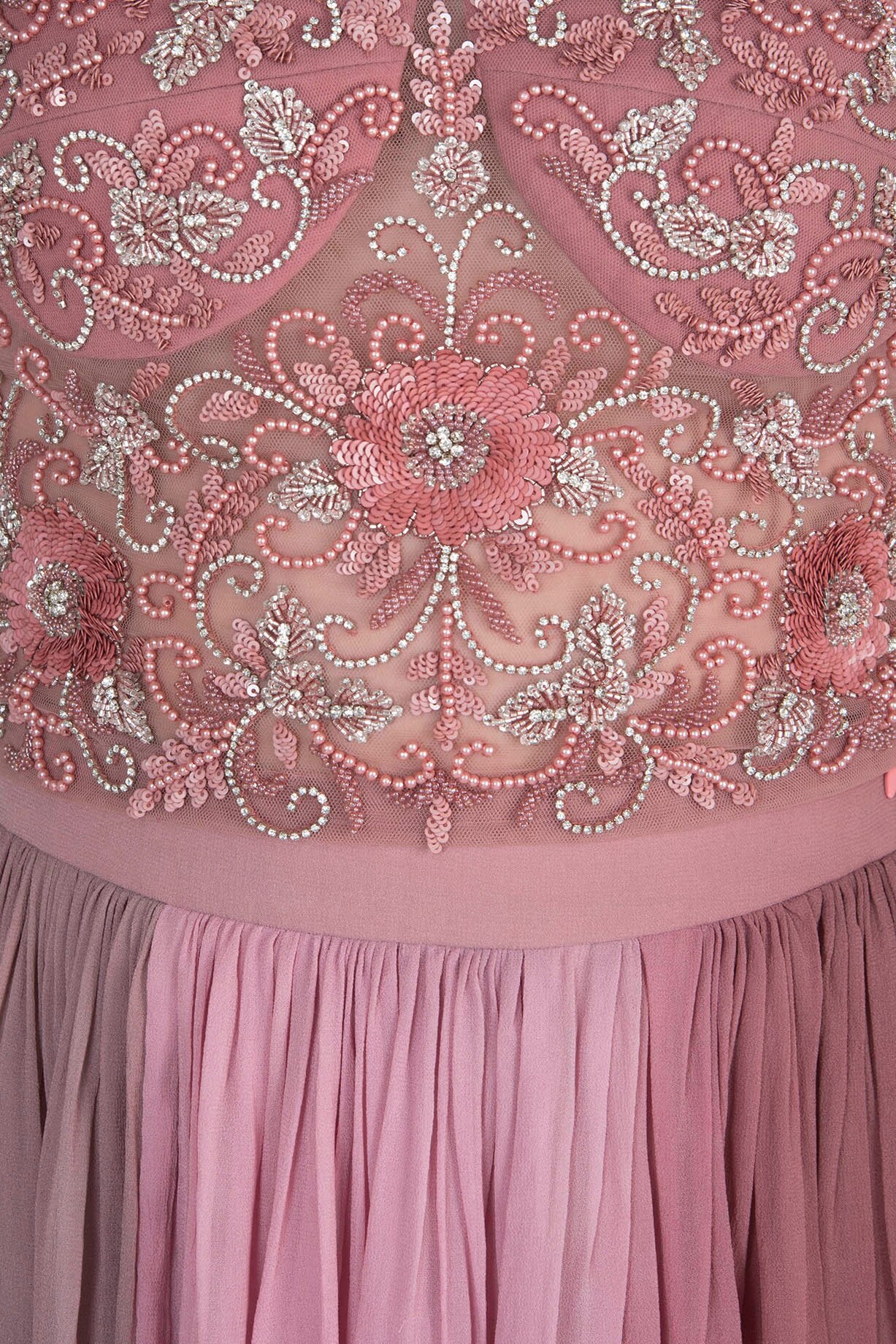 Rose Pink Embroidered Corset With Layered Skirt by Rozina at Pernia's ...