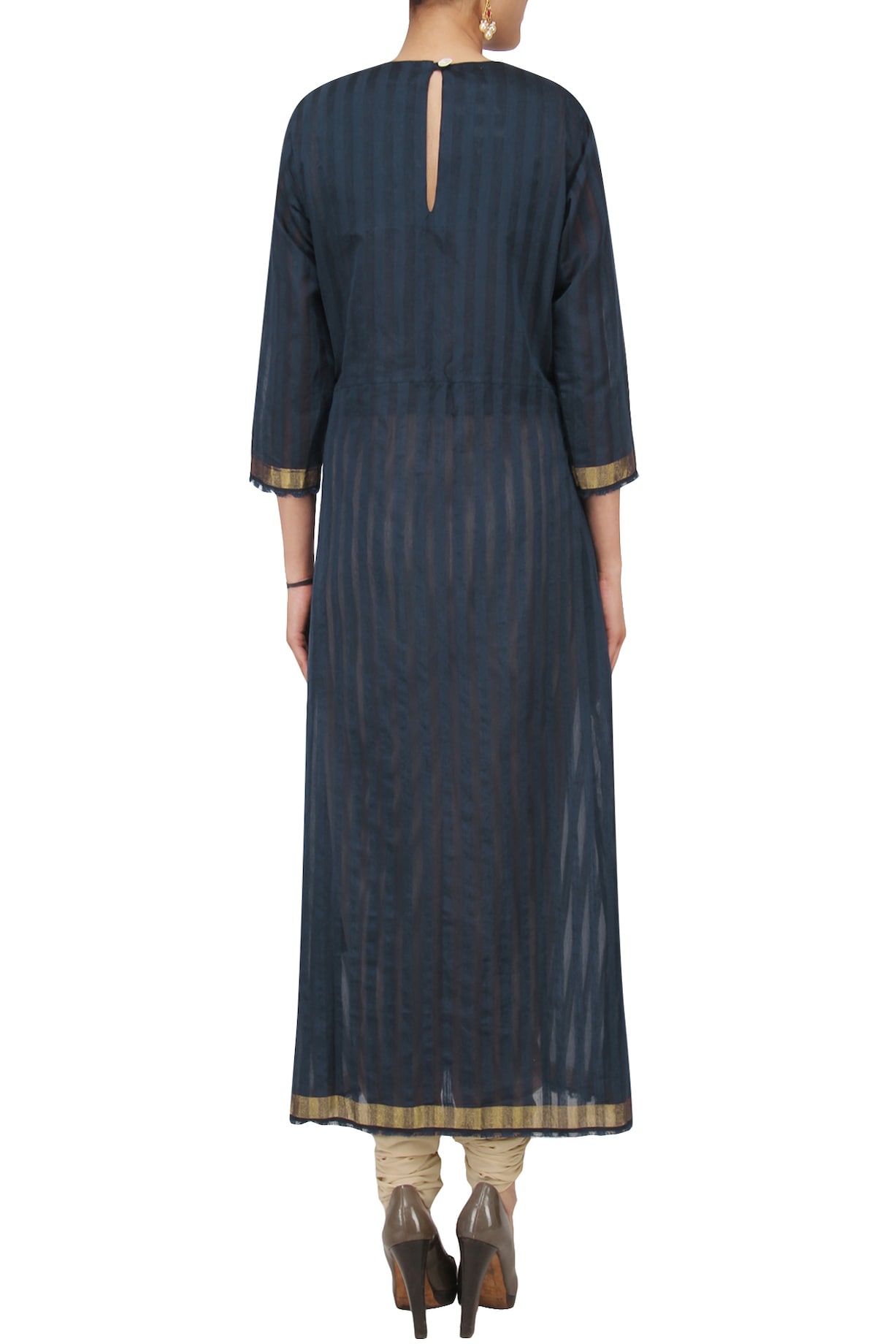 Navy blue star motif embroidered tunic dress available only at Pernia's ...