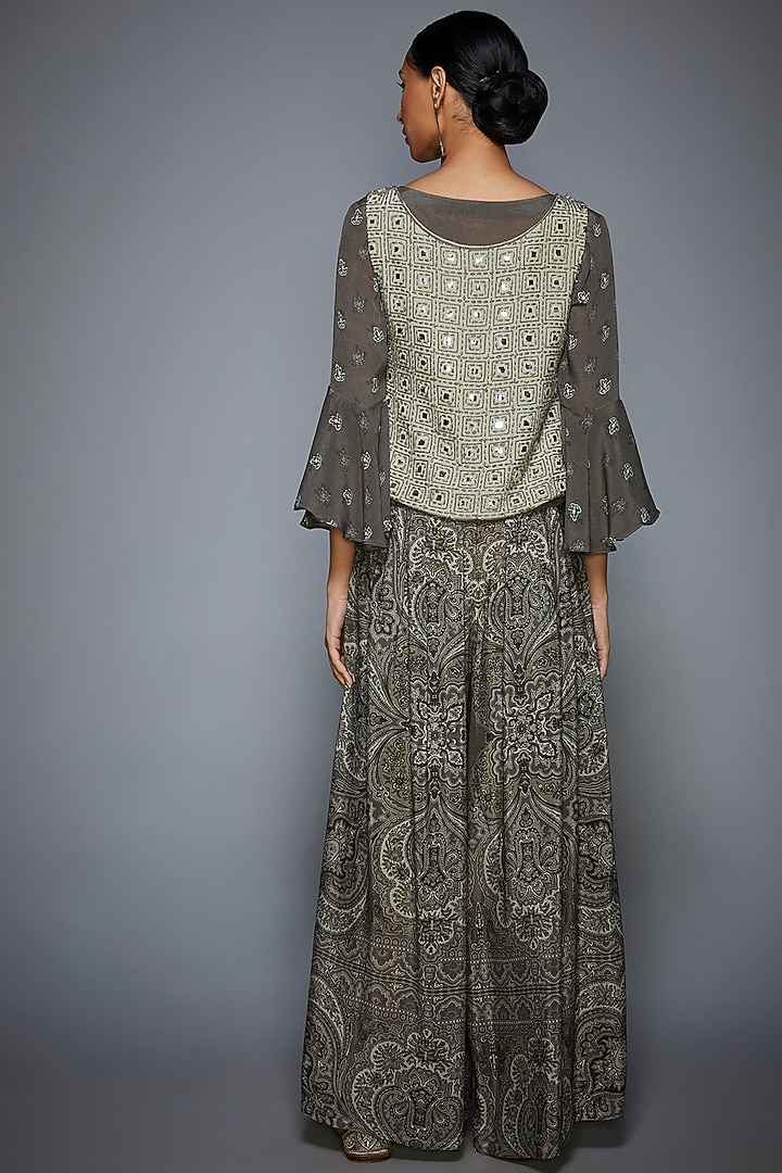 Grey Embroidered Jacket With Kurta & Pants Design by Ri Ritu Kumar at Pernia's Pop Up Shop 2024