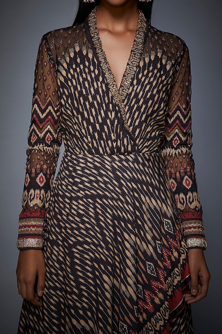 Charcoal Black Embroidered & Printed Dress by Ri Ritu Kumar at Pernia's ...