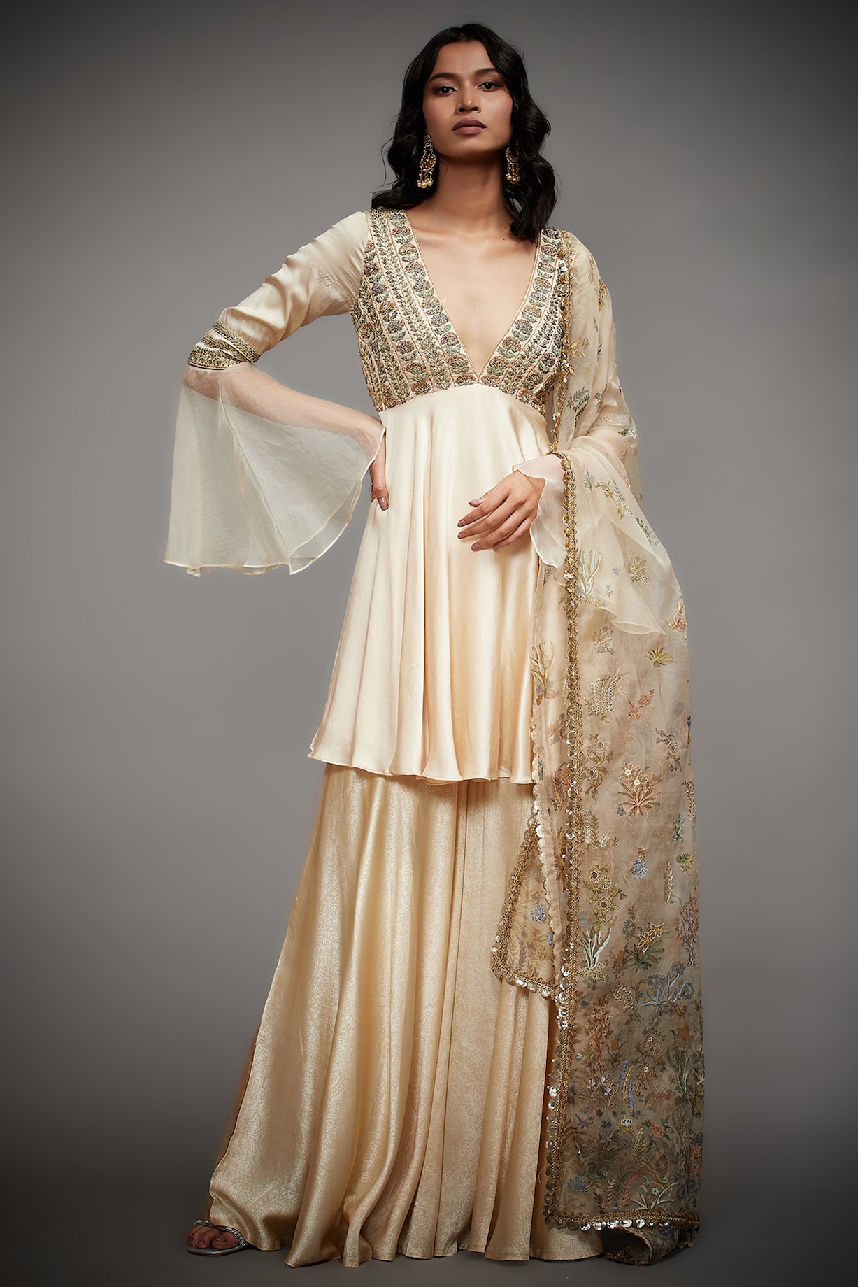Ivory Silk Gharara Set by Ri Ritu Kumar at Pernia's Pop Up Shop 2025
