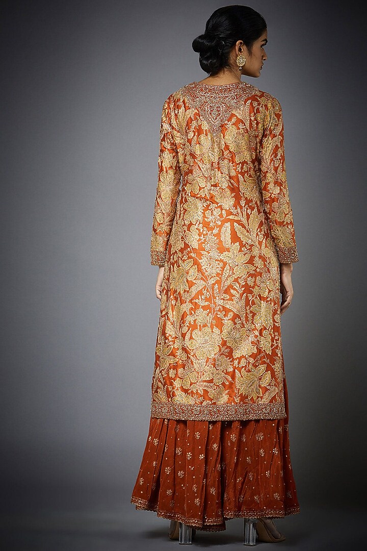 Rust Orange Printed Gharara Set Design by Ri Ritu Kumar at Pernia's Pop ...