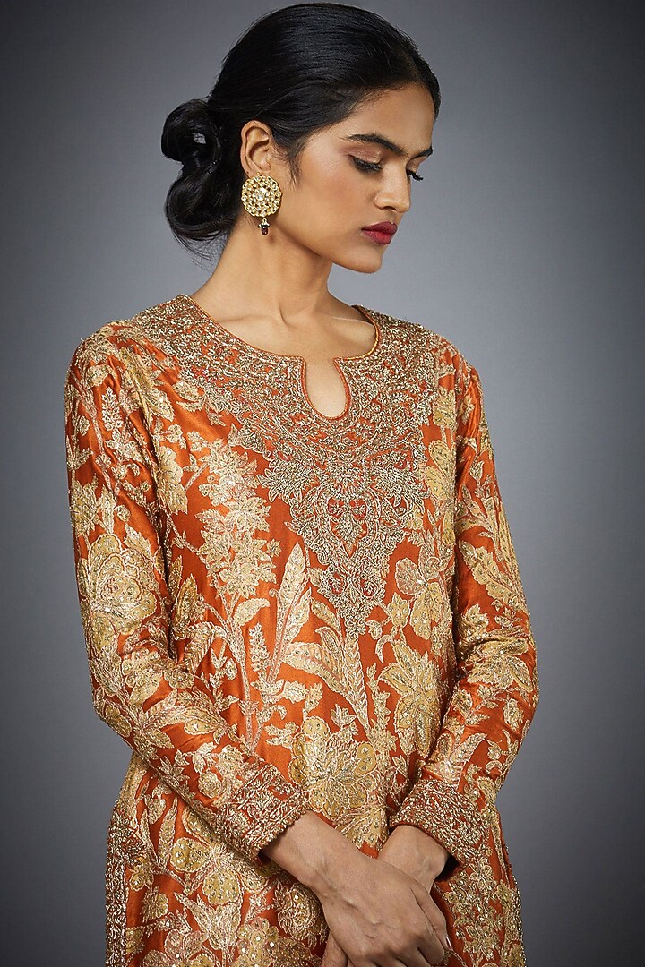 Rust Orange Printed Gharara Set Design by Ri Ritu Kumar at Pernia's Pop ...