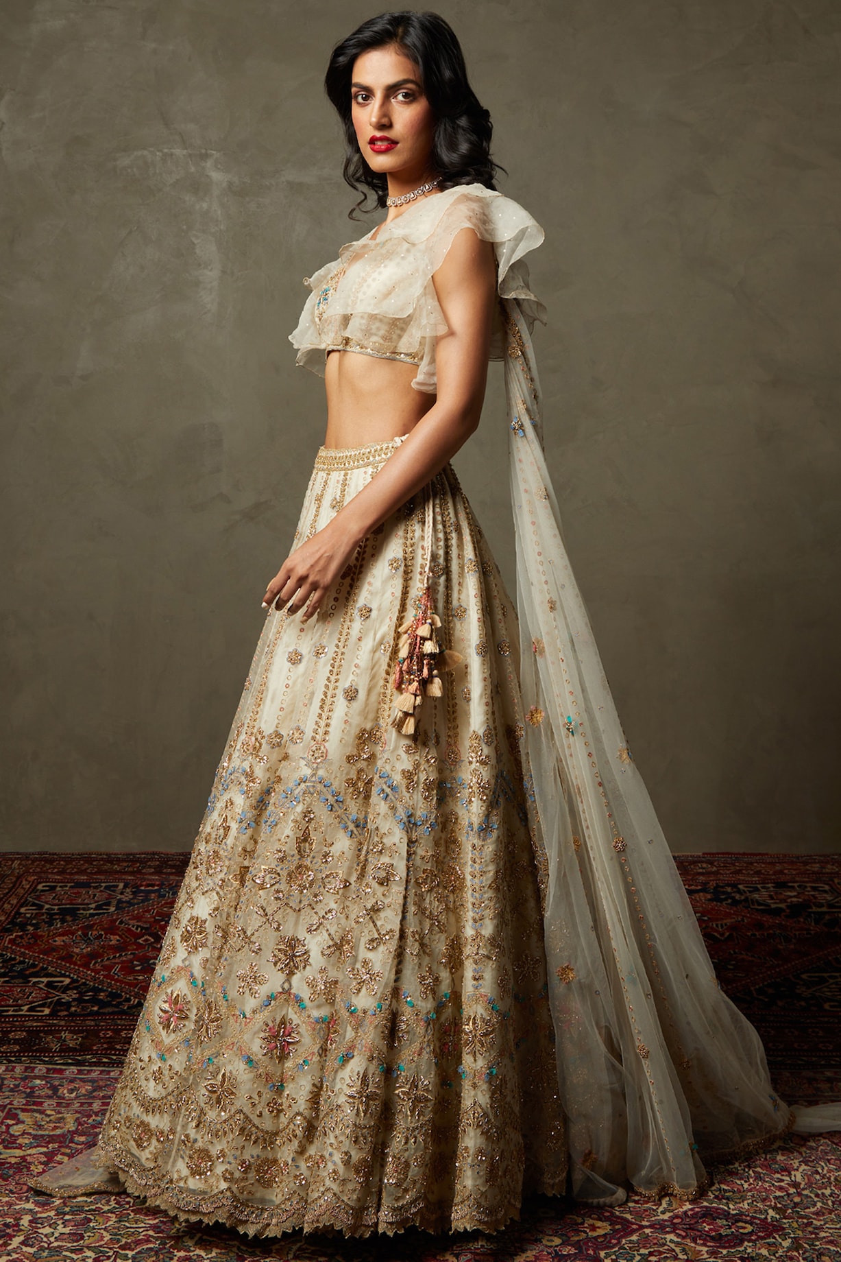 Off-White Embroidered Bridal Lehenga Set by Ri Ritu Kumar at Pernia's ...
