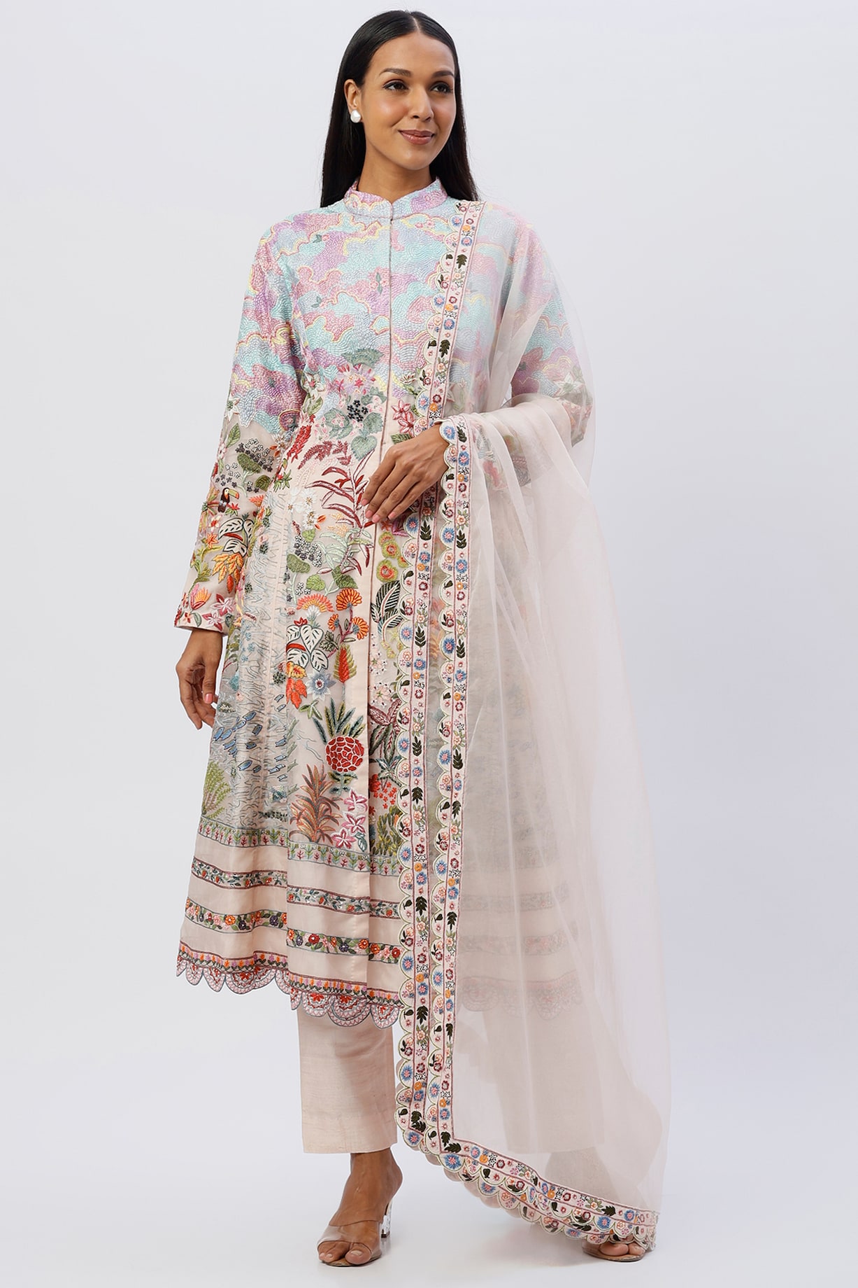 Multi-Colored Hand Embroidered Kurta Set by Rahul Mishra at Pernia's ...