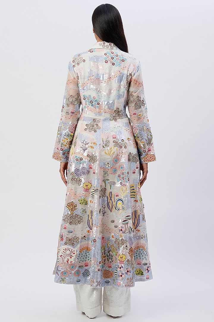 White Embroidered Jacket Set by Rahul Mishra at Pernia's Pop Up Shop 2024