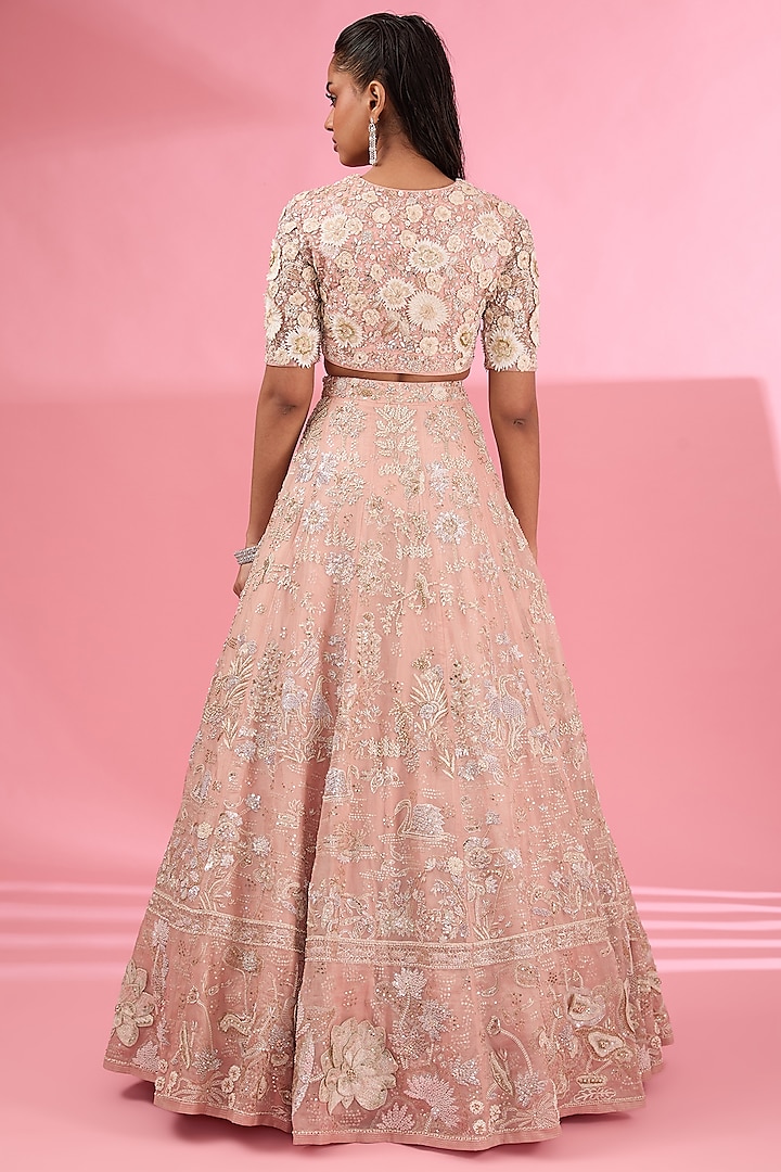 Rose Pink Organza Bridal Lehenga Set by Rahul Mishra at Pernia's Pop Up ...