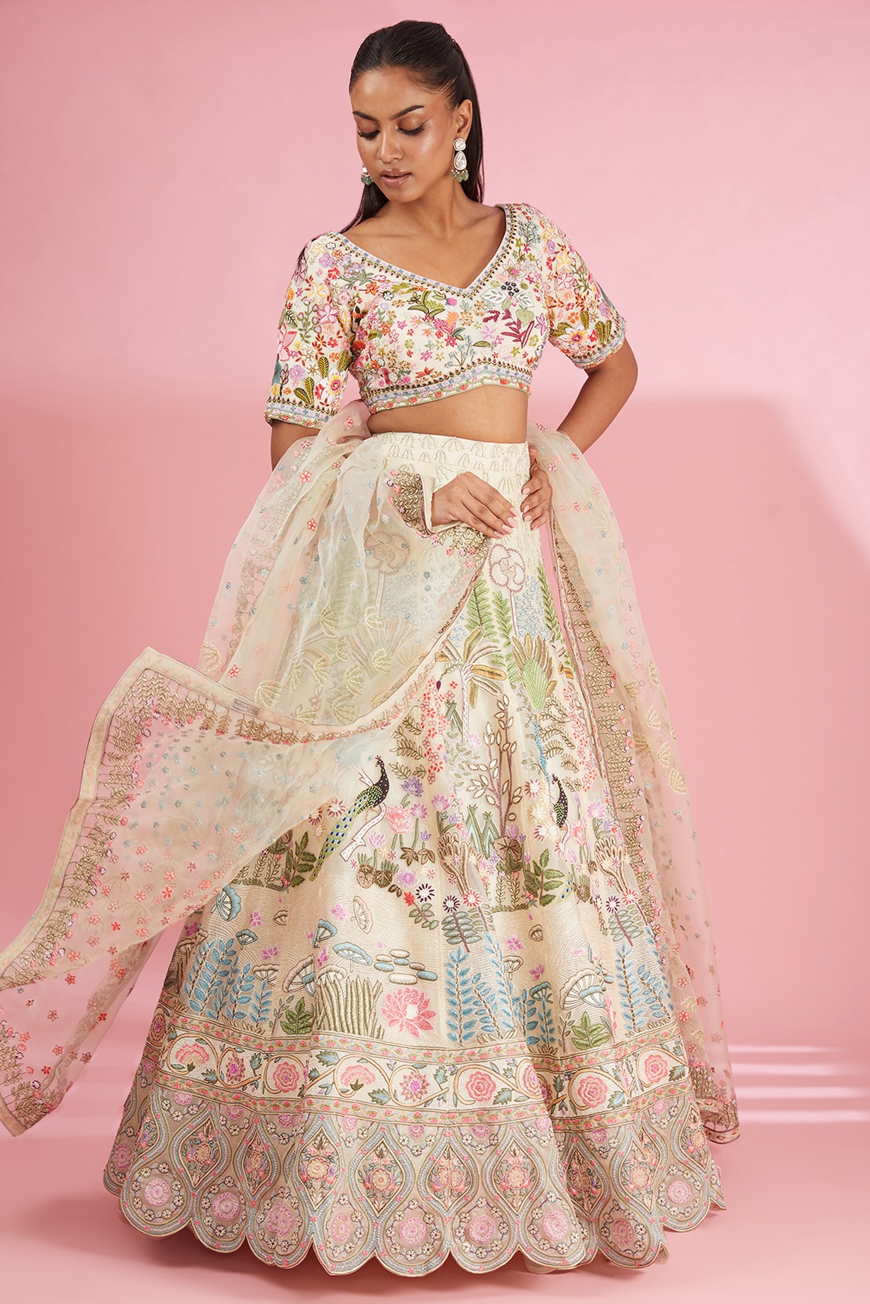 Pale Yellow Organza Bridal Lehenga Set by Rahul Mishra at Pernia's Pop ...