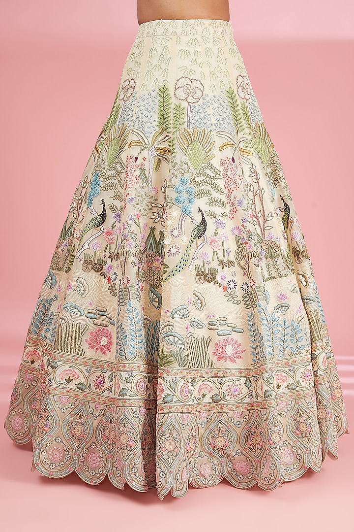 Pale Yellow Organza Bridal Lehenga Set by Rahul Mishra at Pernia's Pop ...