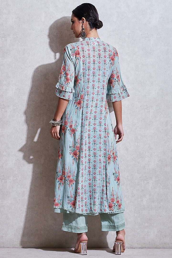 Pista Green Printed Kurta With Pants by Ritu Kumar at Pernia's Pop Up Shop 2025