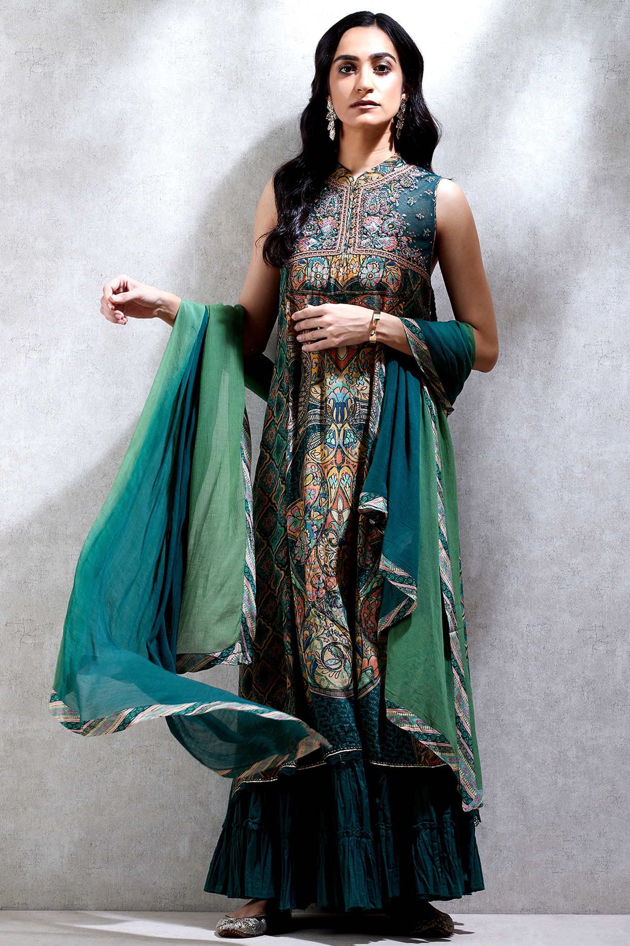 Green Printed Sharara Set by Ritu Kumar at Pernia's Pop Up Shop 2025
