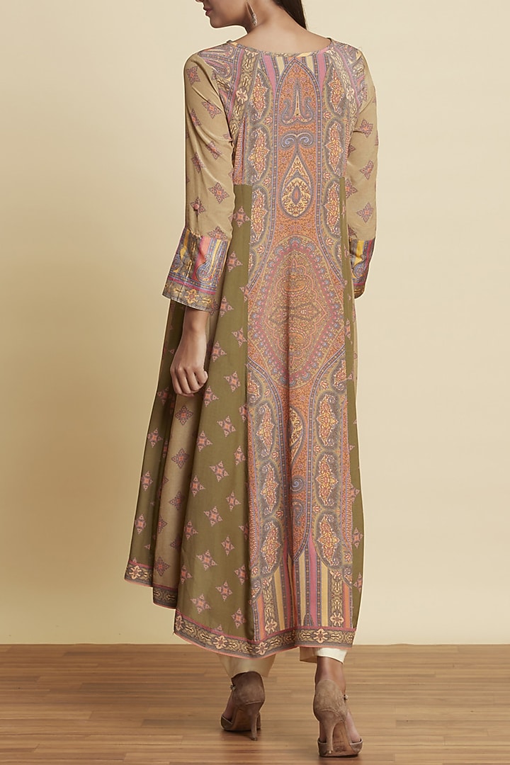 Olive Green Printed Kurta With Dhoti Pants by Ritu Kumar at Pernia's Pop Up Shop 2025