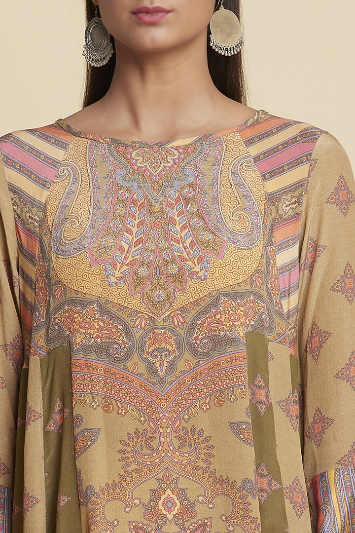 Olive Green Printed Kurta With Dhoti Pants by Ritu Kumar at Pernia's Pop Up Shop 2025