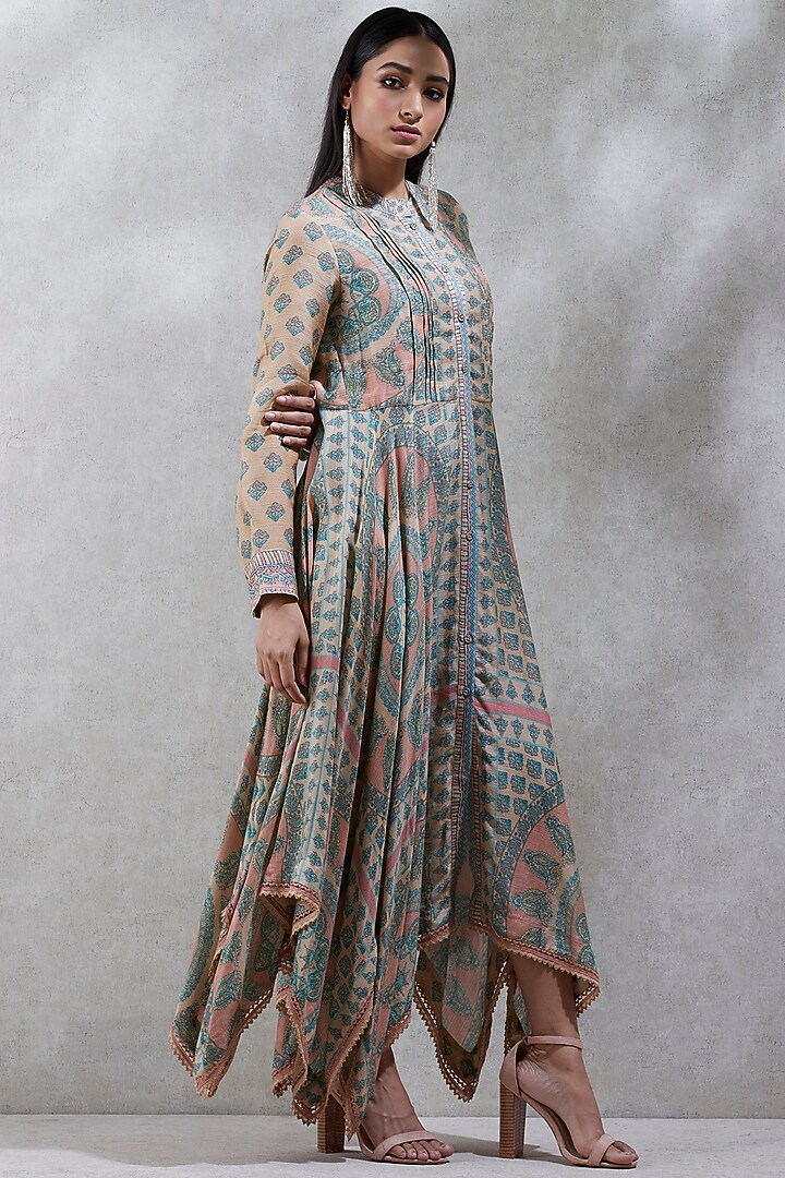 Beige Printed Kurta by Ritu Kumar at Pernia's Pop Up Shop 2024