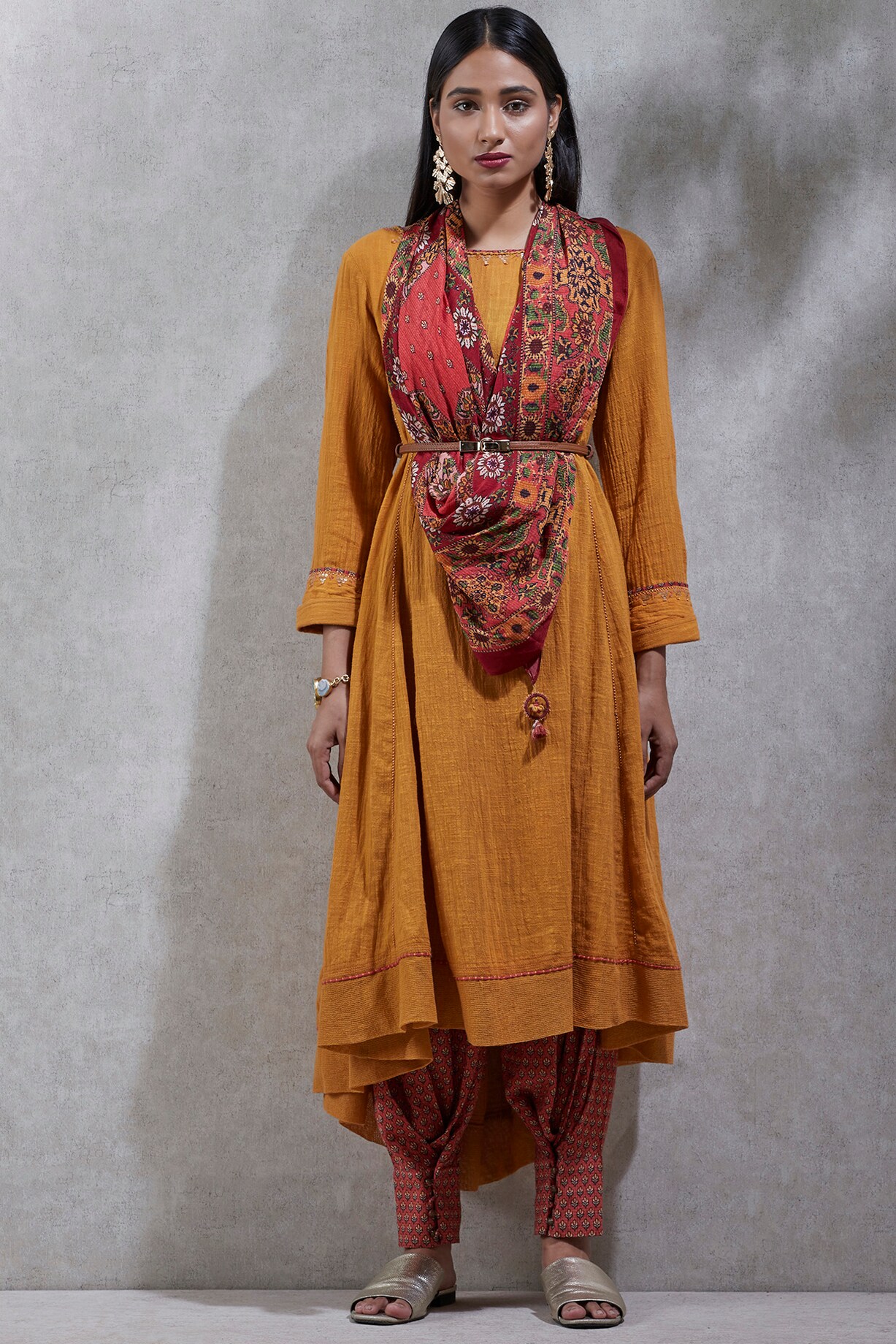 Mustard Yellow Printed Dhoti Kurta Set by Ritu Kumar at Pernia's Pop Up Shop 2025