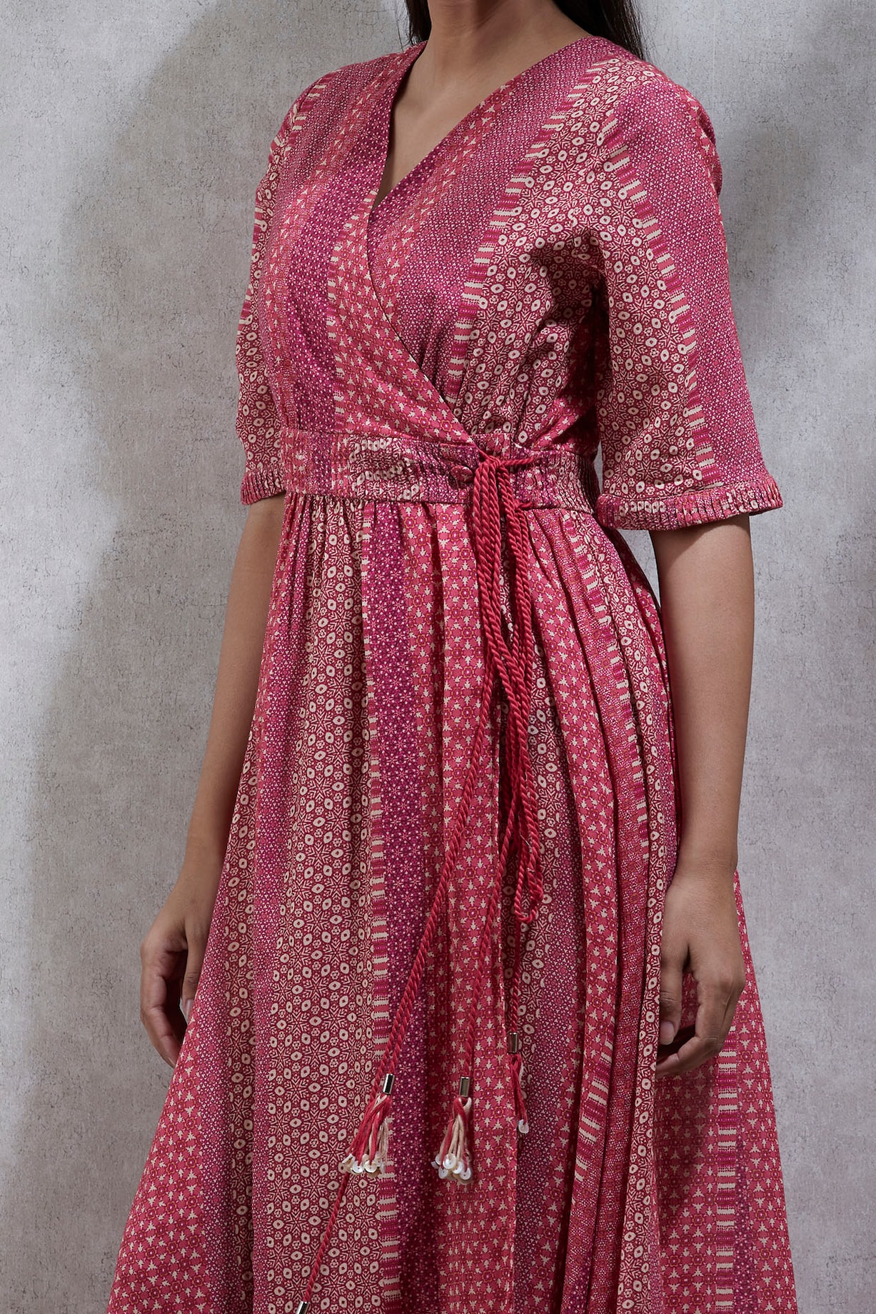 Pink Printed Wrap Kurta With Inner by Ritu Kumar at Pernia's Pop Up ...