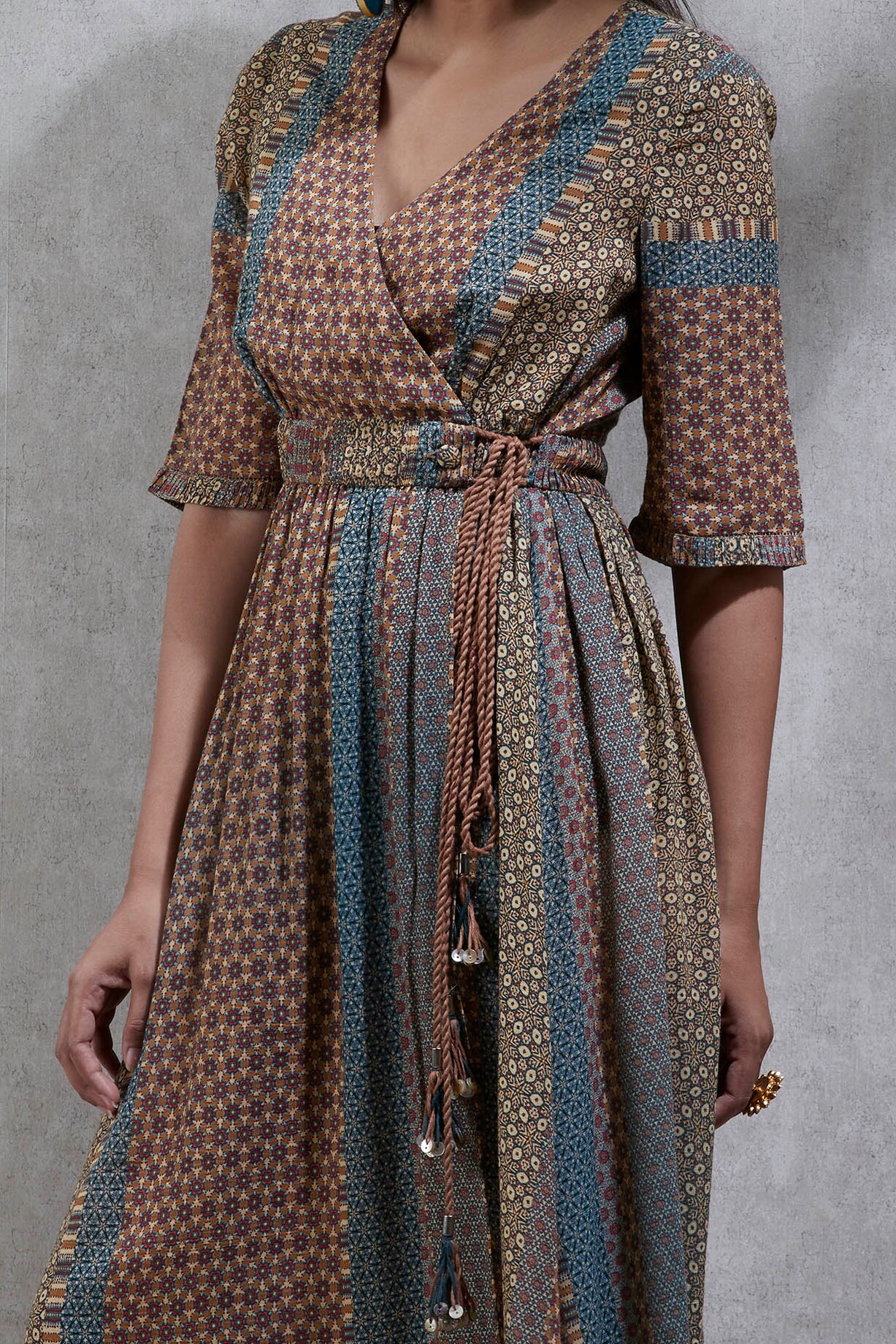 Green Printed Wrap Kurta With Inner Design by Ritu Kumar at Pernia's ...