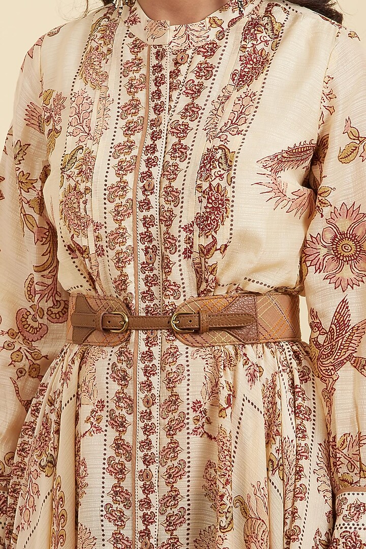 Beige Printed Kurta With Belt by Ritu Kumar at Pernia's Pop Up Shop 2024