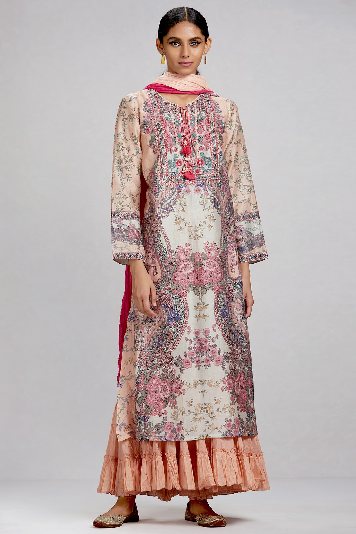 Pink Floral Printed Sharara Set by Ritu Kumar at Pernia's Pop Up Shop 2024
