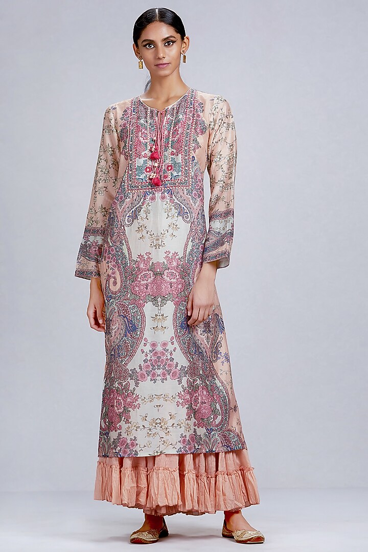 Pink Floral Printed Sharara Set by Ritu Kumar at Pernia's Pop Up Shop 2024