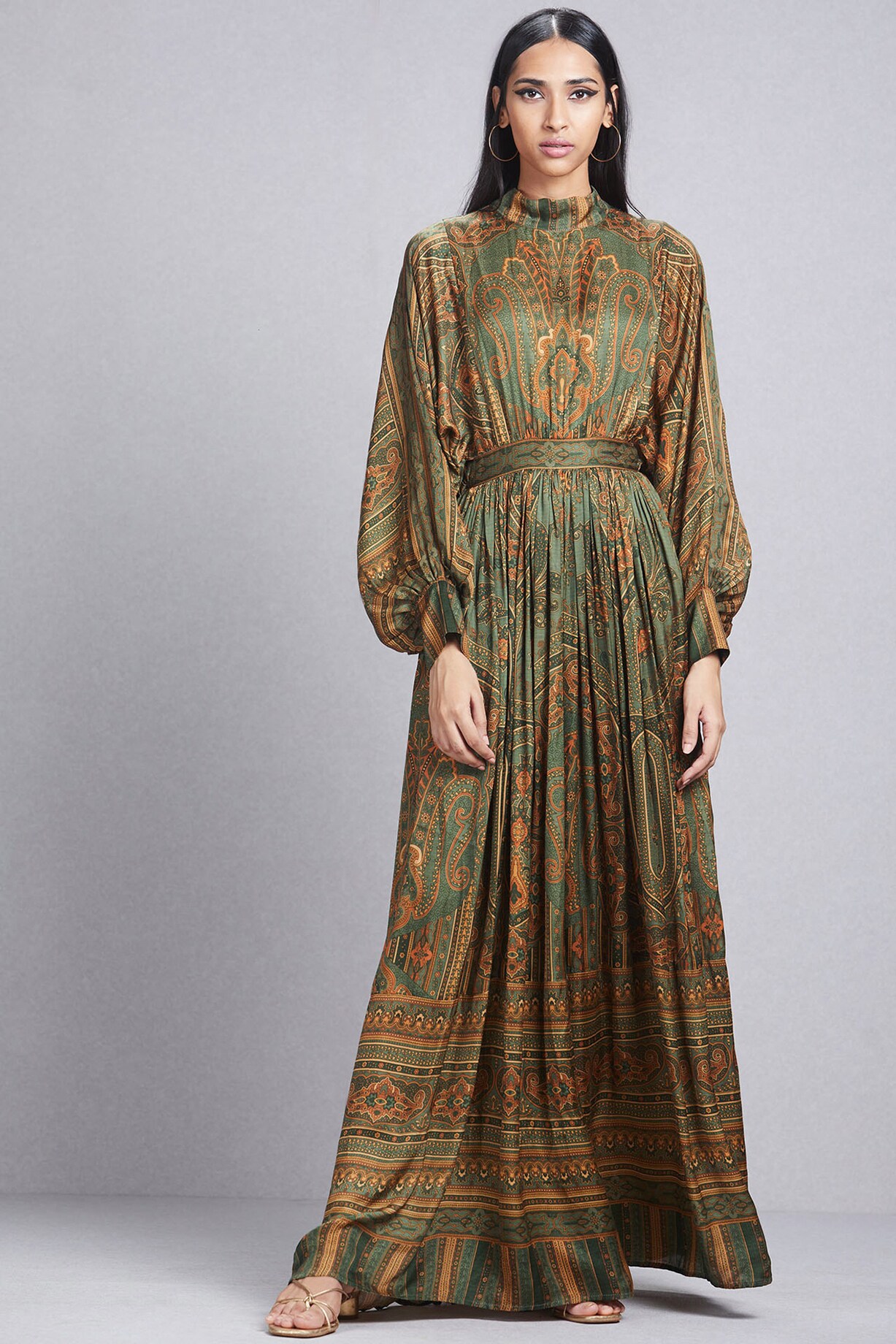 Olive Green Kurta Dress With Self Tie by Ritu Kumar at Pernia's Pop Up Shop 2025