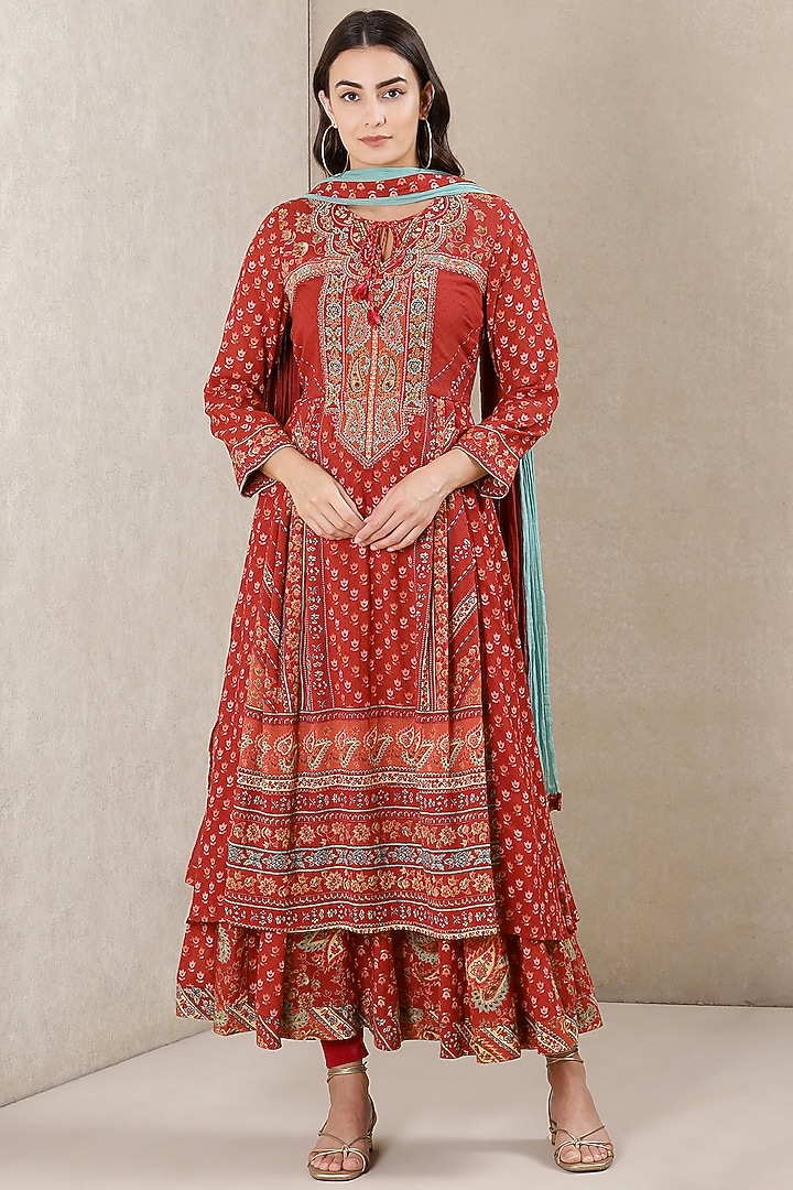 Rust Orange Printed Kurta Set Design by Ritu Kumar at Pernia's Pop Up ...