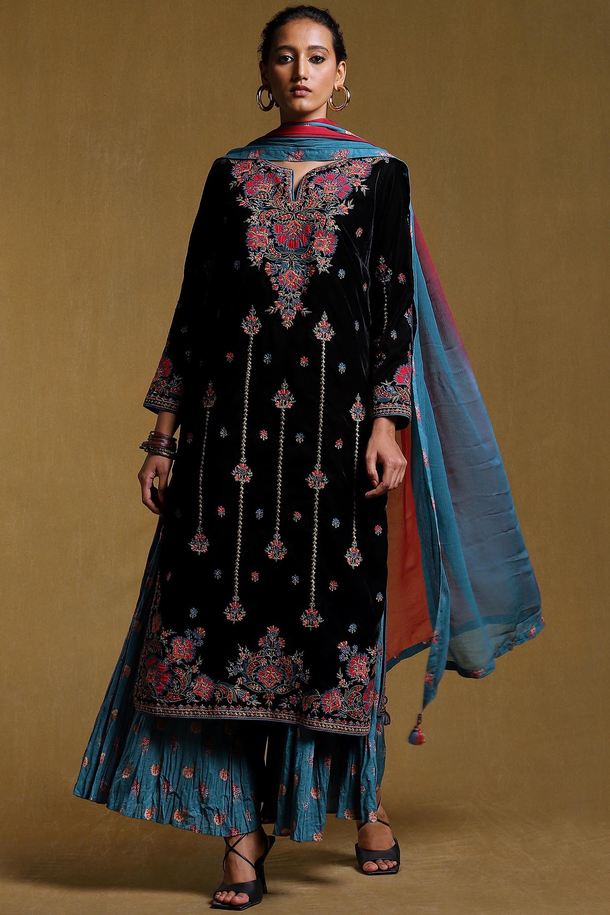 Teal Cotton Voile Sharara Set by Ritu Kumar at Pernia's Pop Up Shop 2025