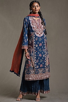 Navy Blue Printed Sharara Set Design by Ritu Kumar at Pernia's Pop Up ...