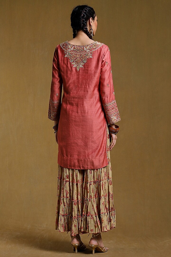 Beige Printed Sharara Set by Ritu Kumar at Pernia's Pop Up Shop 2025