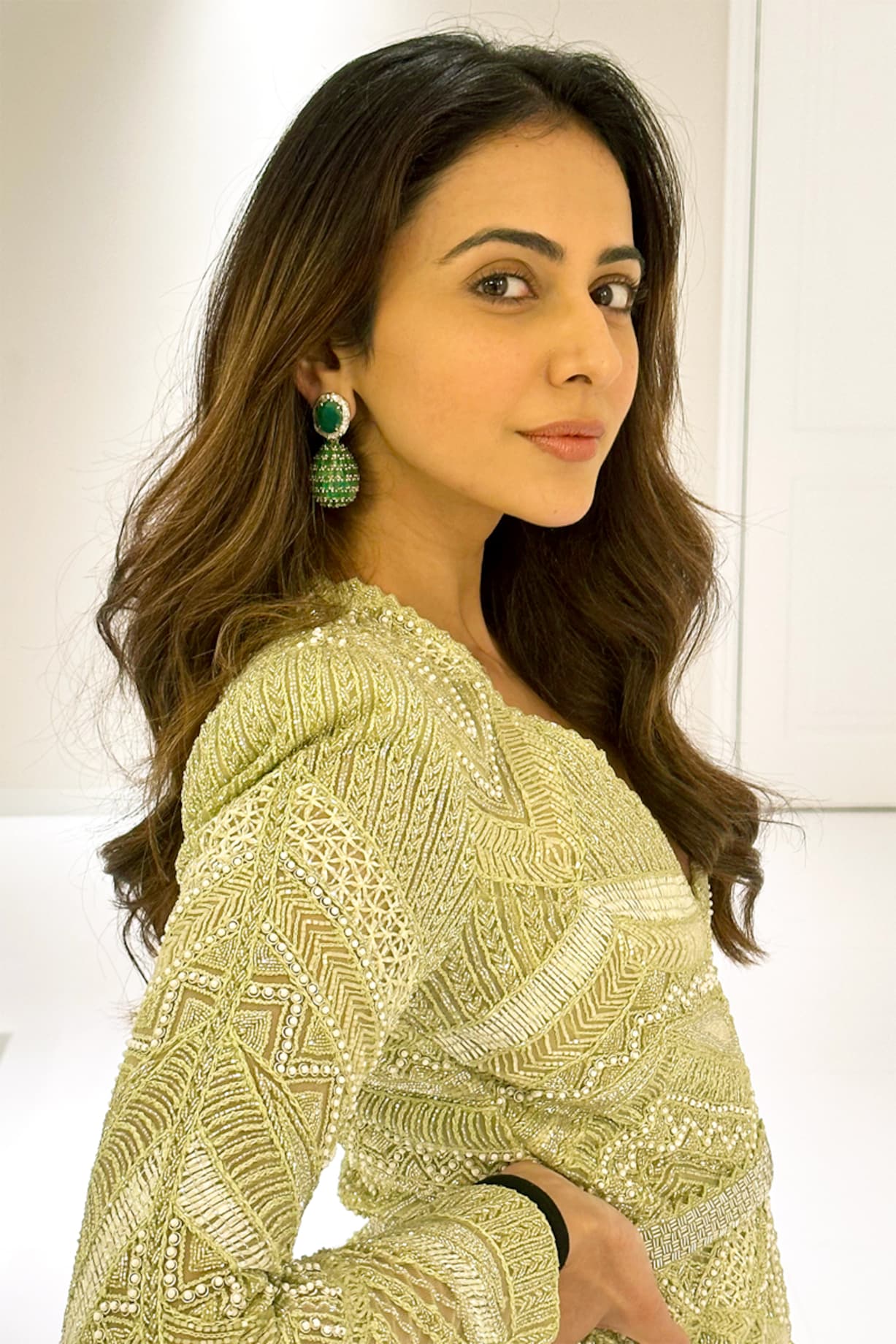 Olive Double Georgette Crystal & Thread Embroidered Sharara Set by ...