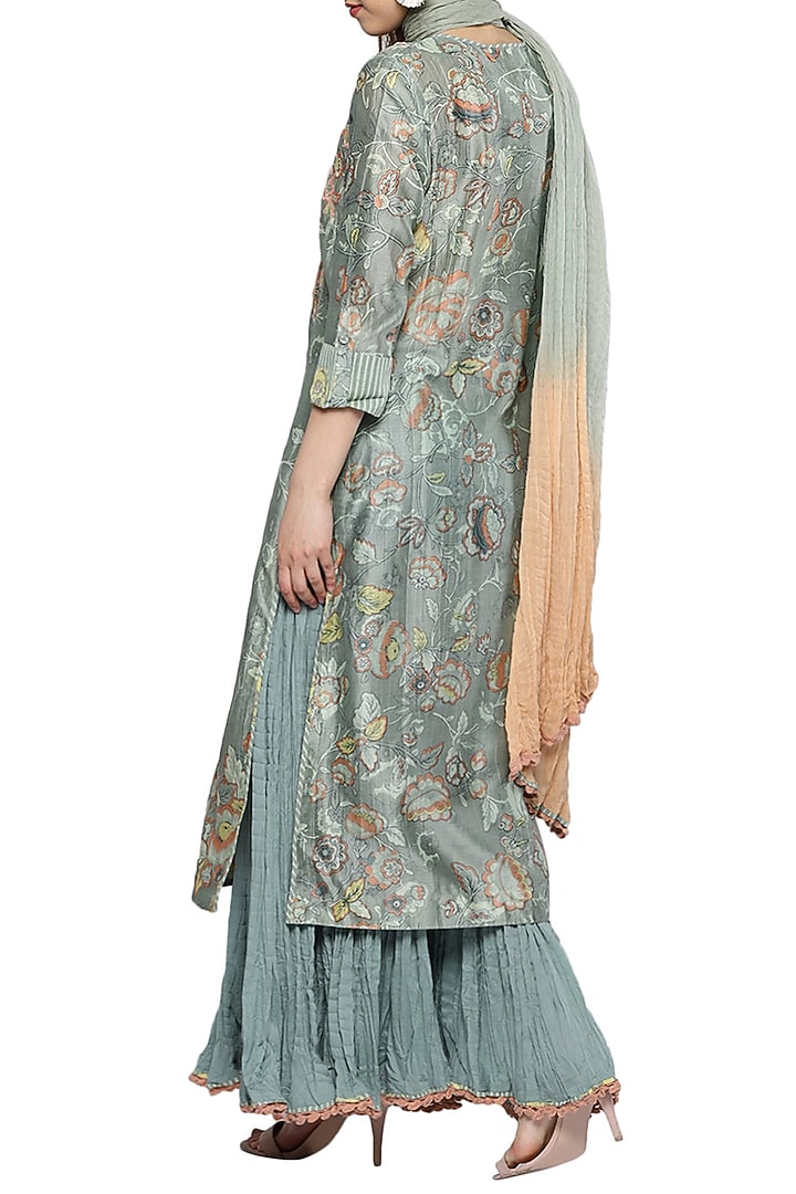 Green Floral Printed Sharara Set by Ritu Kumar at Pernia's Pop Up Shop 2025