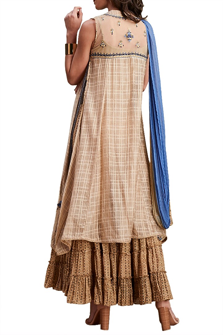 Beige Embroidered Printed Sharara Set by Ritu Kumar at Pernia's Pop Up ...