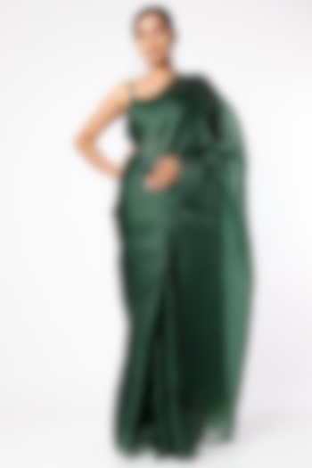 Emerald Green Satin Organza Saree Set by Ruchi Soni at Pernia's Pop Up ...