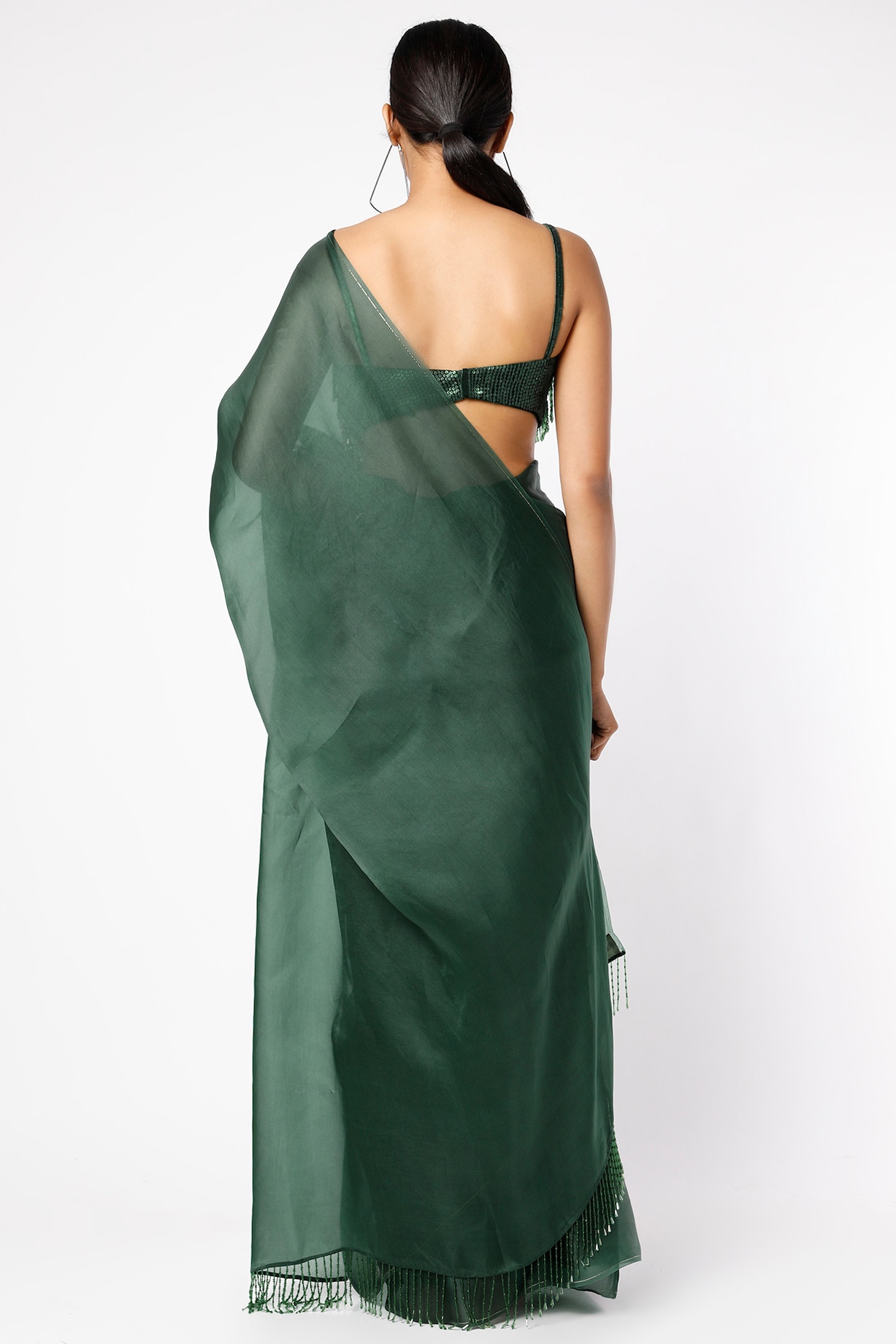 Emerald Green Satin Organza Saree Set by Ruchi Soni at Pernia's Pop Up ...