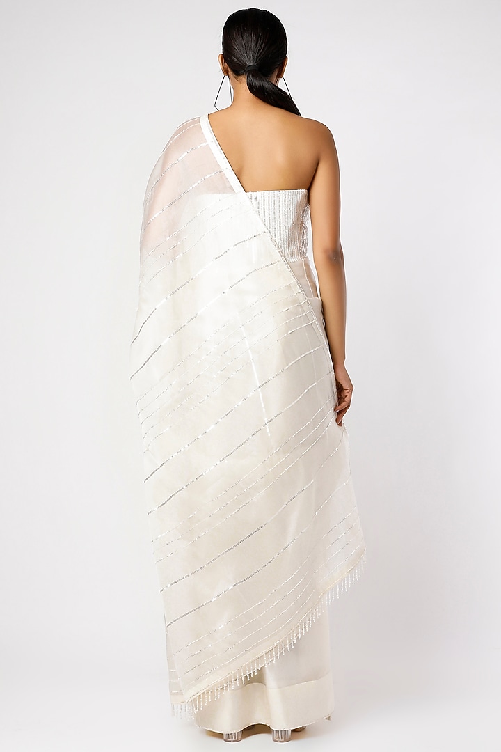 White Sequins Embroidered Saree Set by Ruchi Soni at Pernia's Pop Up ...