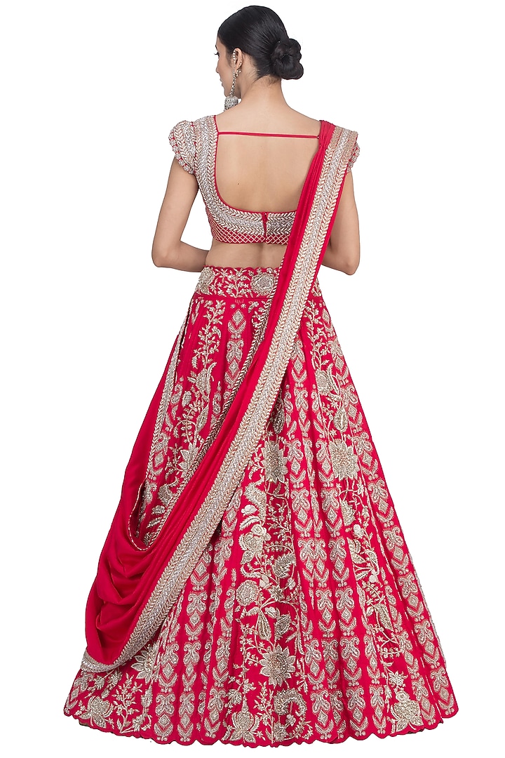 Red Embroidered Lehenga Set Design by Mrunalini Rao at Pernia's Pop Up ...
