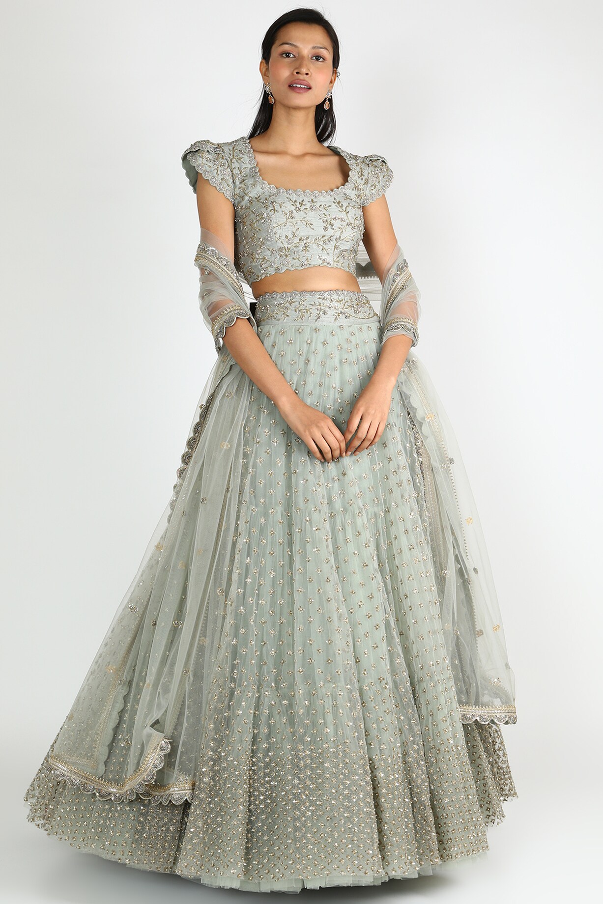 Mint Green Lehenga Set With Sitara Work Design by Mrunalini Rao at ...