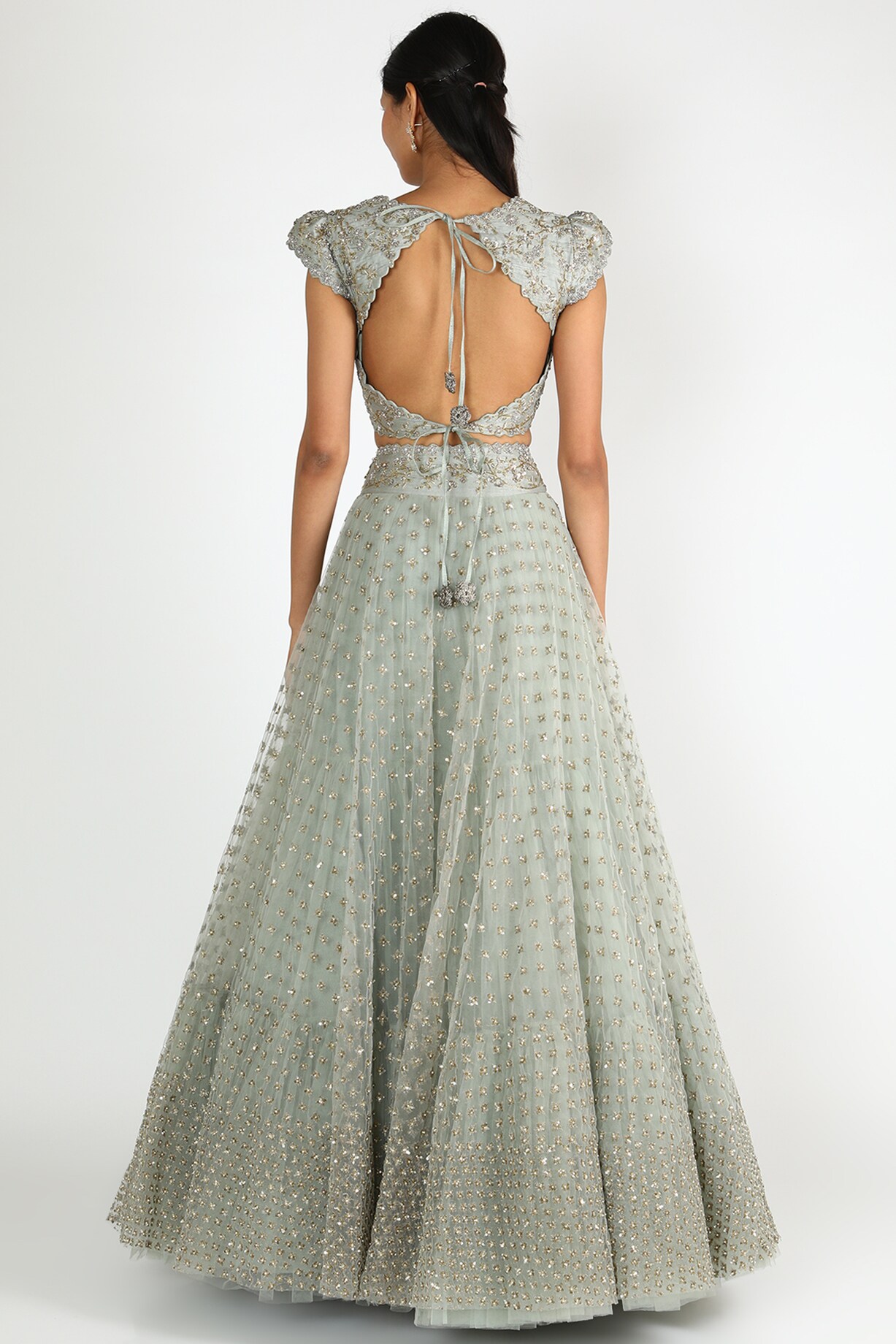 Mint Green Lehenga Set With Sitara Work Design by Mrunalini Rao at ...